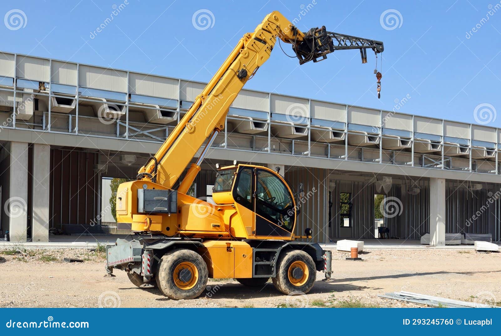 Rotating Telehandler At Work In An Industrial Redevelopment Area. Stock ...