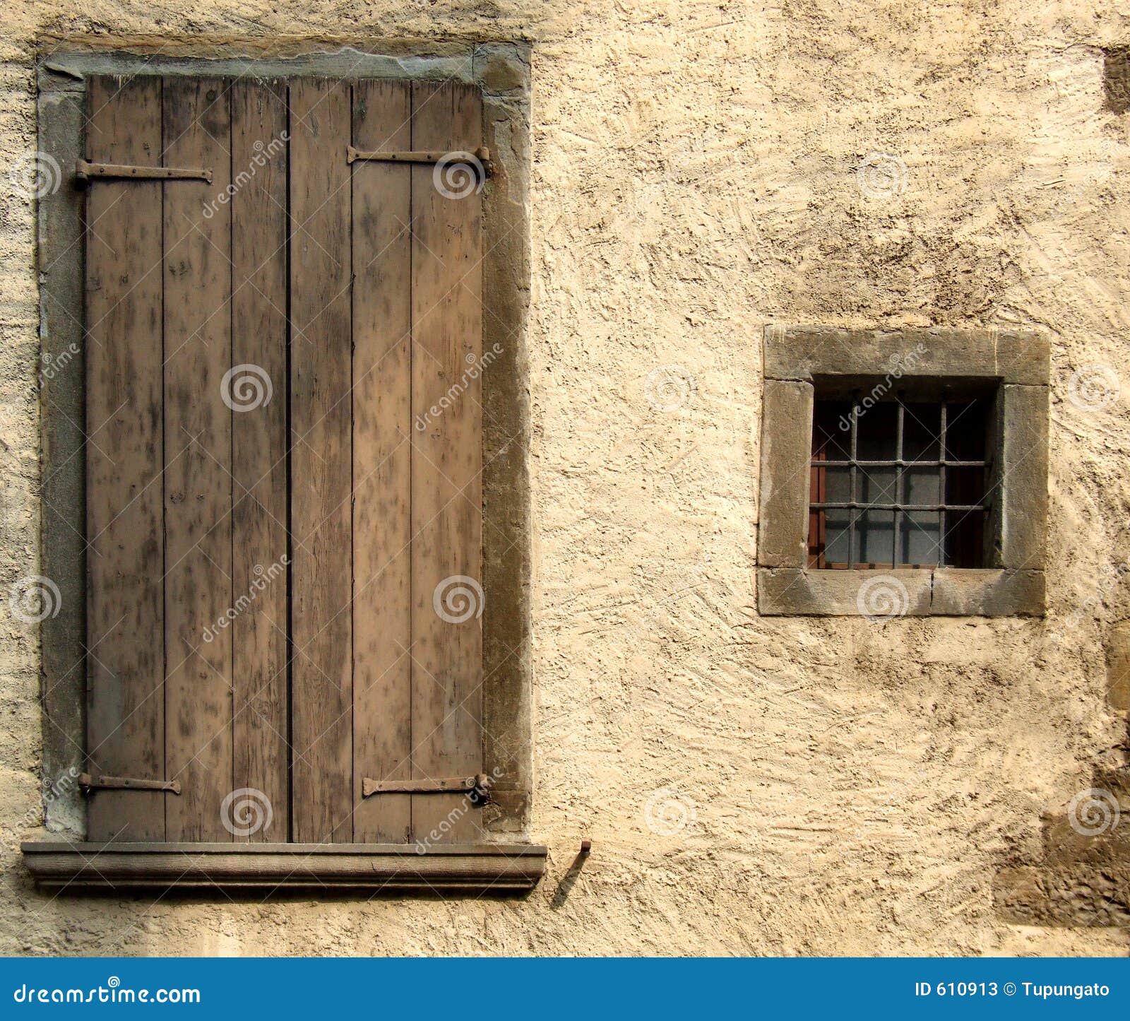 Yellow Rough Wall and Windows Stock Image - Image of close, italy: 610913