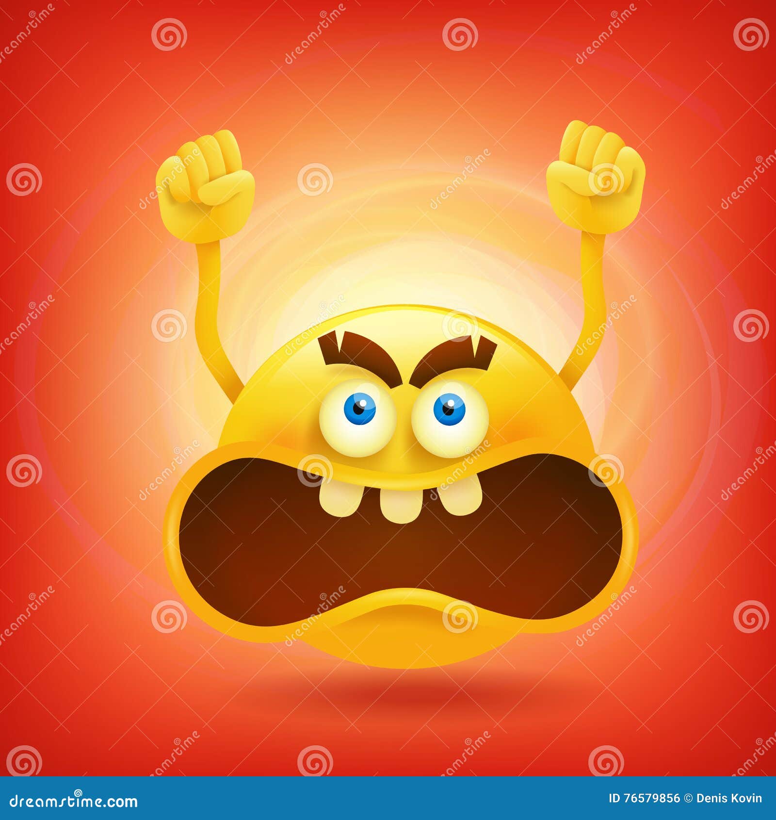 Yellow Round Angry Smiley Face Stock Illustration - Illustration of ...