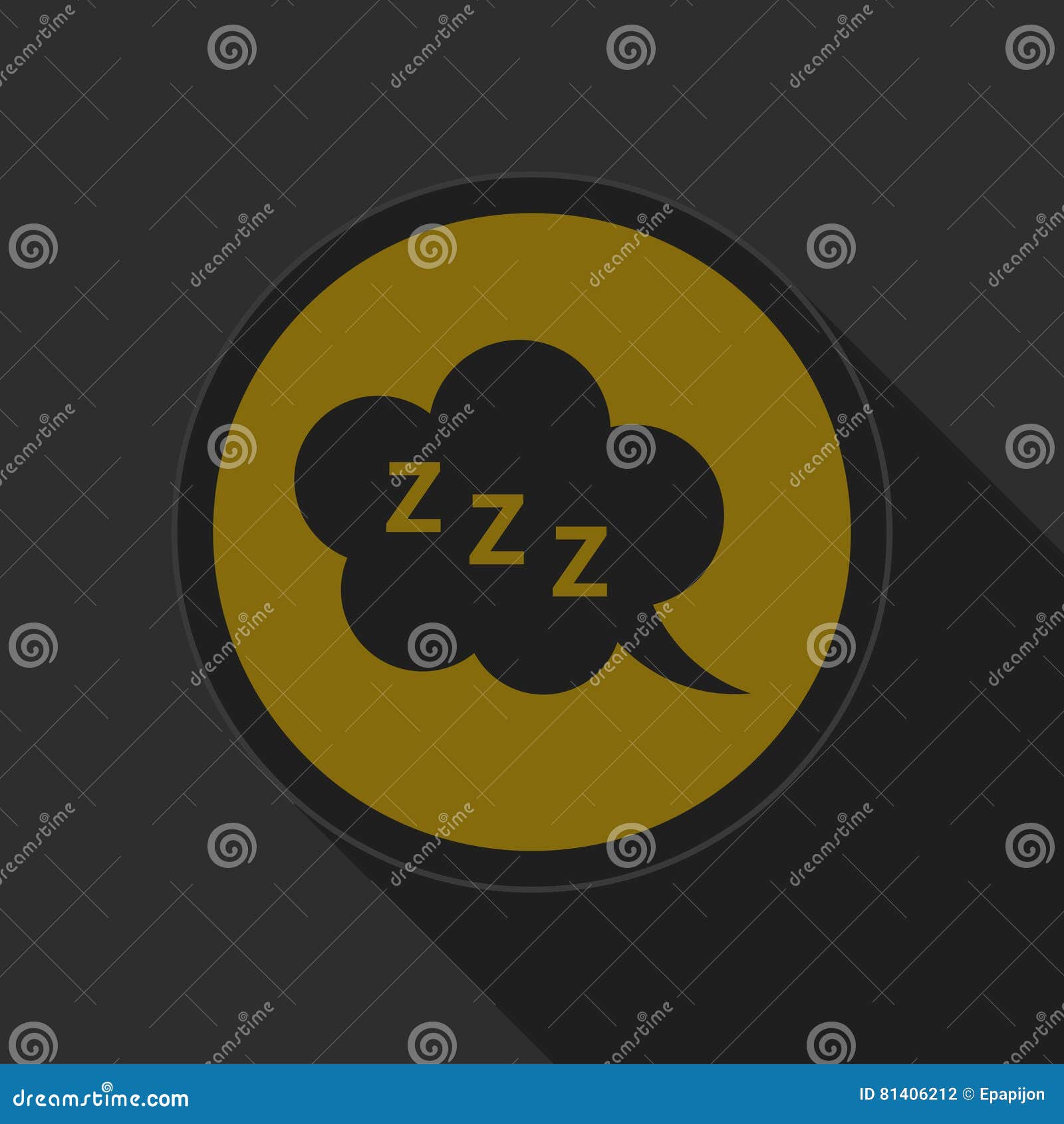 Yellow Round Button - Black ZZZ Speech Bubble Icon Stock Vector ...