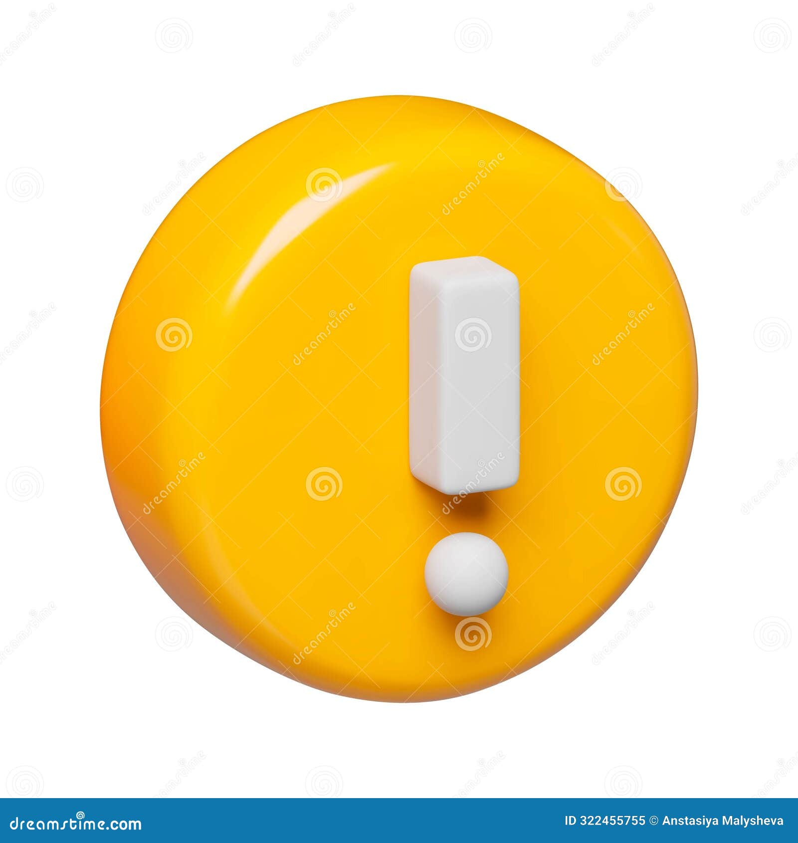 Yellow Round Button with Exclamation Point 3d Icon Stock Vector ...