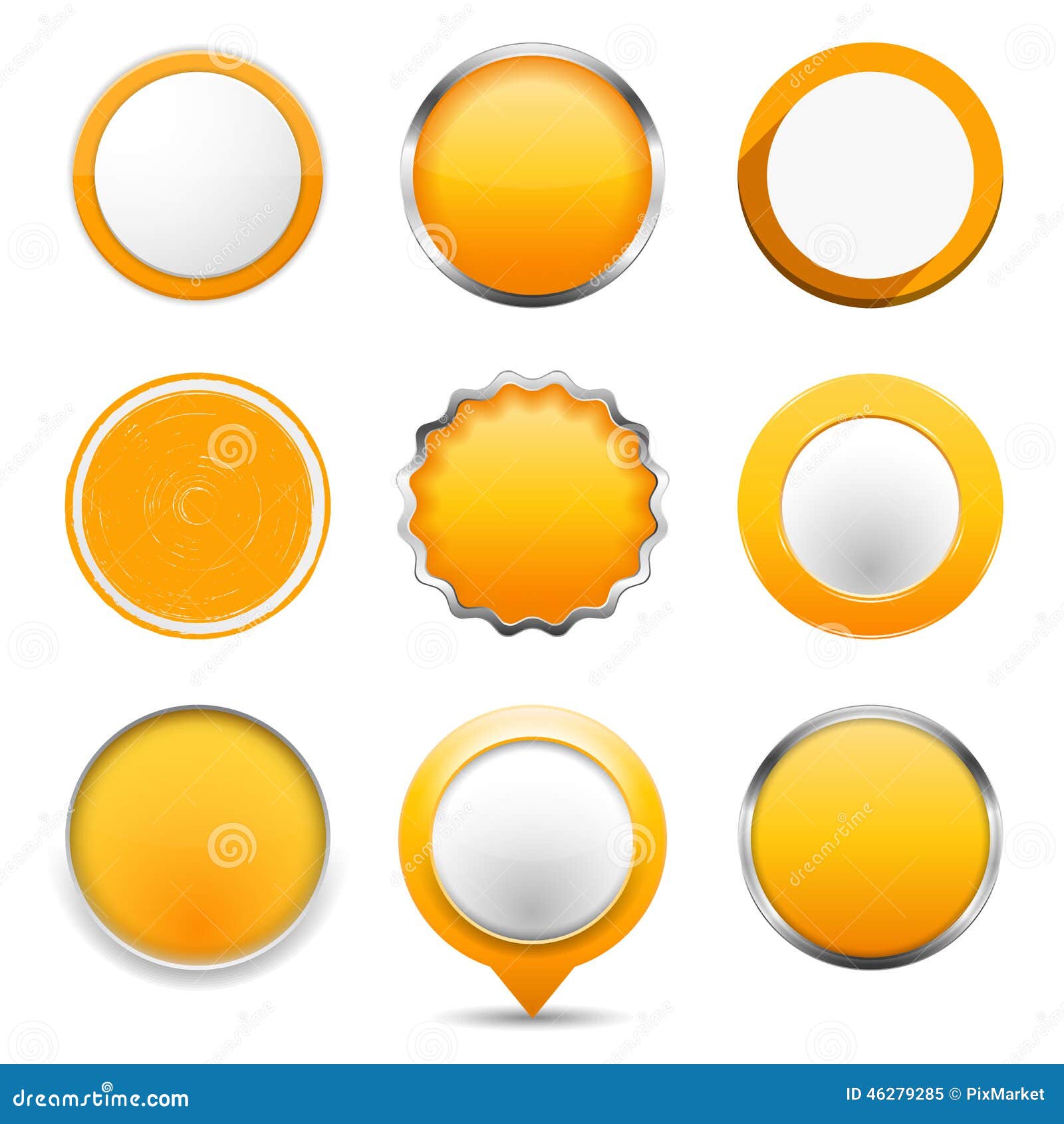 Yellow Round Buttons stock vector. Illustration of badge - 46279285
