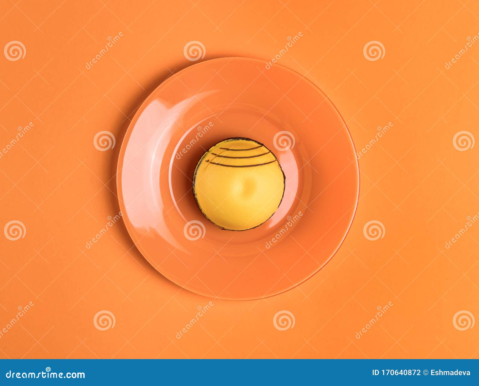 Yellow Round Cake on Orange Table Stock Photo - Image of food, dessert ...