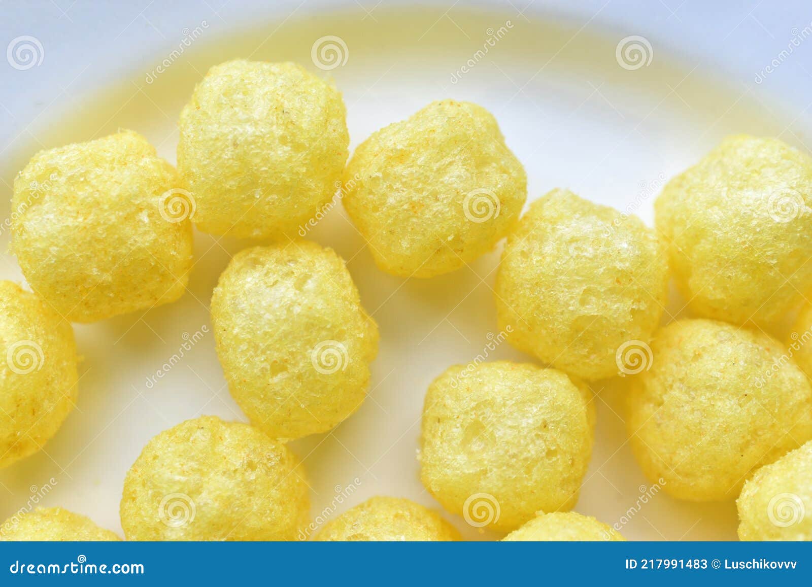 Yellow Round Corn Snacks with Cheese Flavor Stock Image - Image of ...