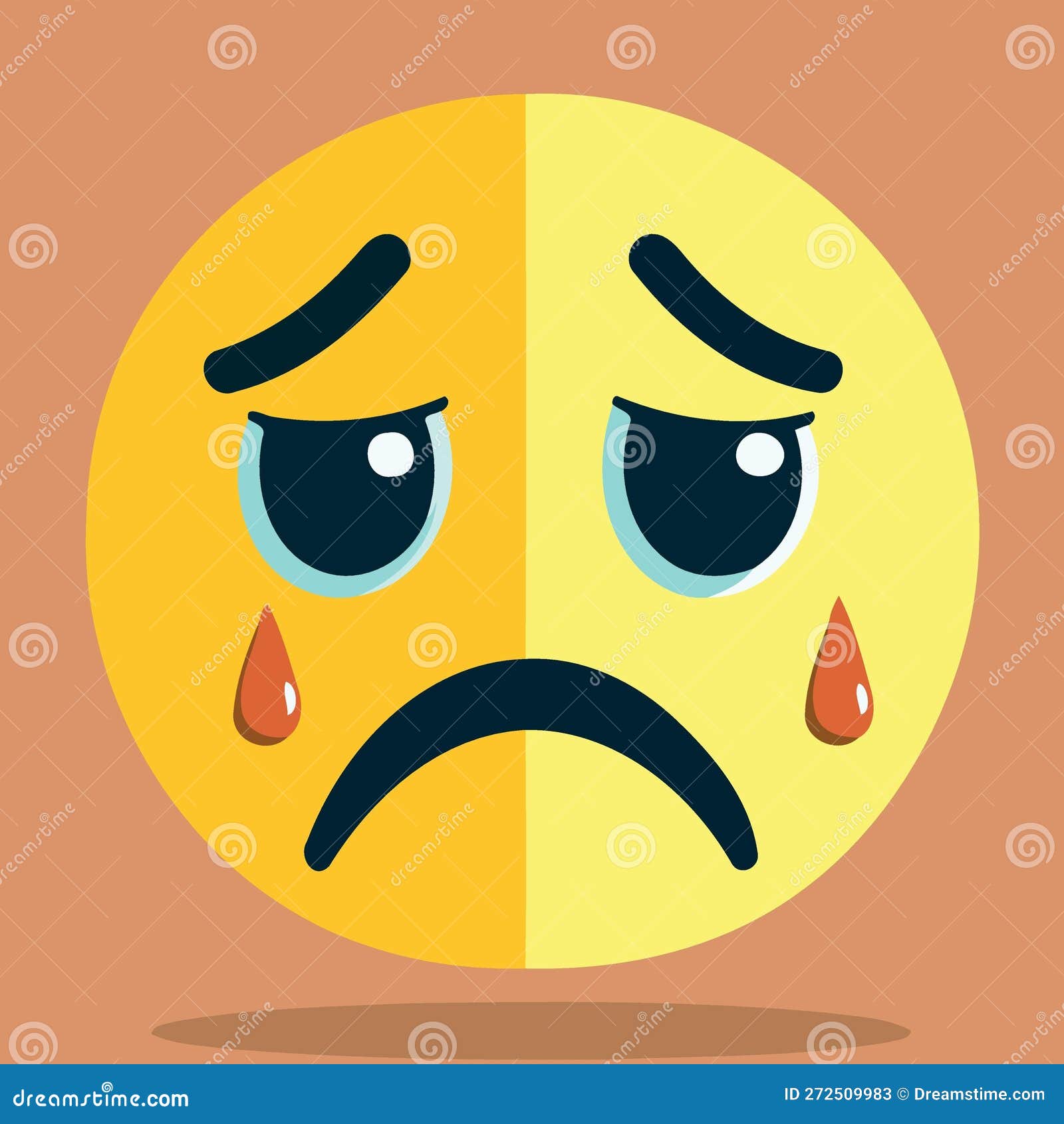Yellow Round Face Representing Sad Feeling Stock Vector - Illustration ...