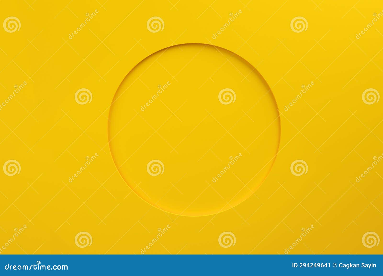 Yellow Round Frame or Circle Hole Template on Blue Background with ...