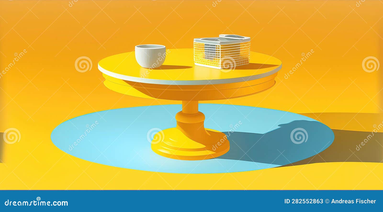 Yellow Round Table on a Yellow Background. Stock Illustration ...