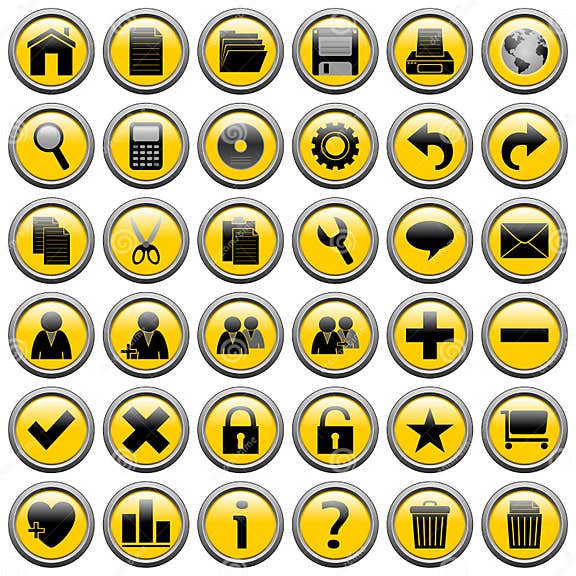 Yellow Round Web Buttons [1] Stock Illustration - Illustration of house ...
