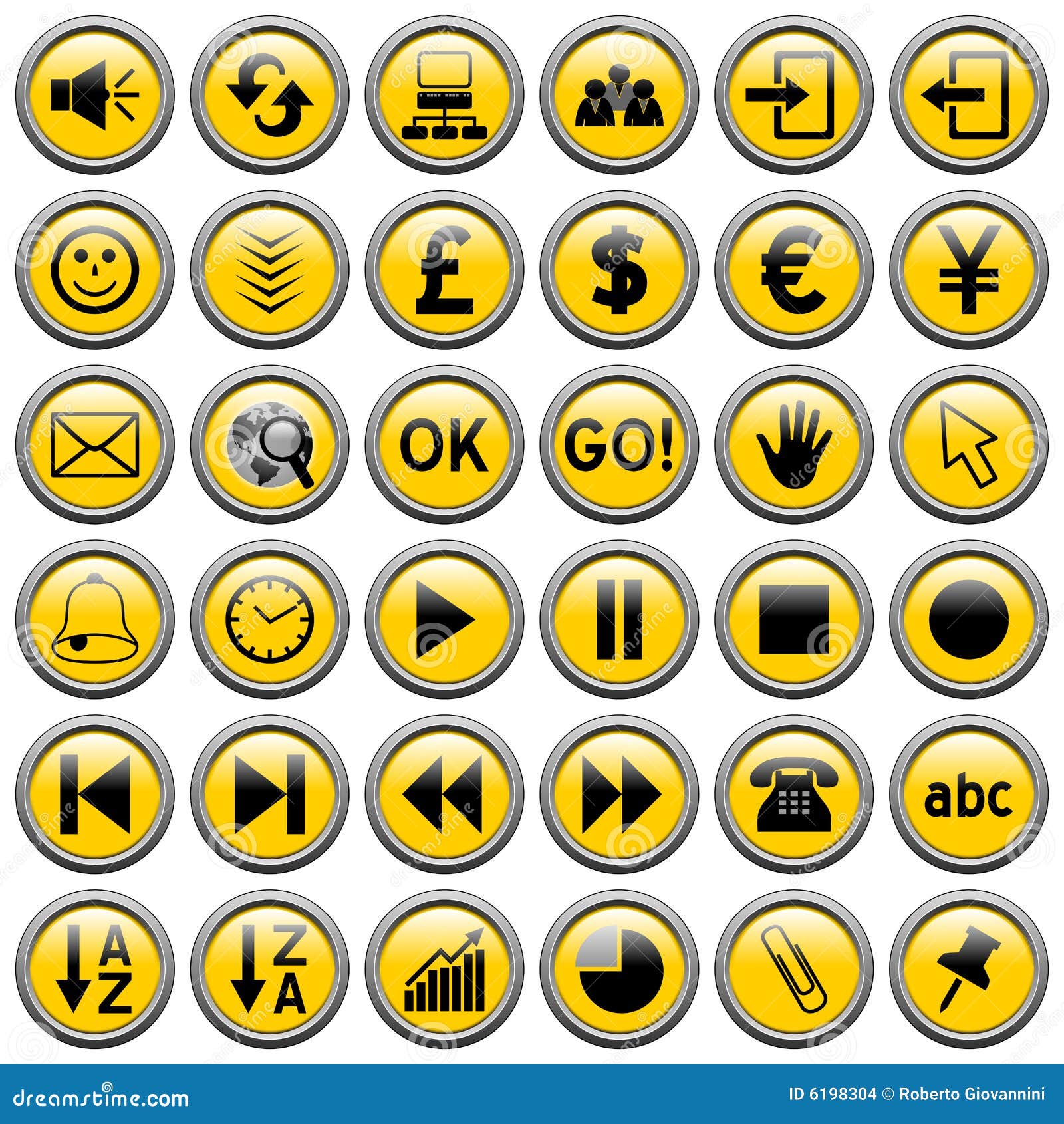 Yellow Round Web Buttons [3] Stock Illustration - Illustration of chart ...