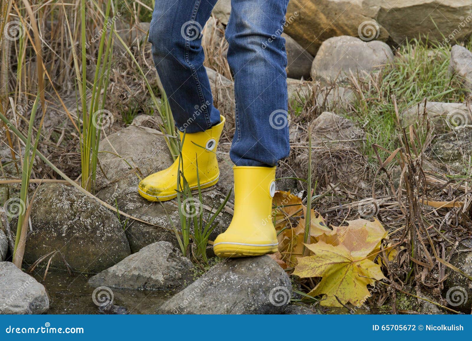 Yellow rubber boots stock photo. Image of puddle, boots - 65705672