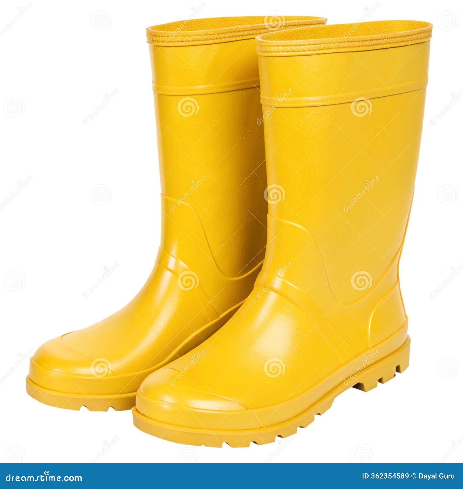 Yellow Rubber Boots Front View Isolated on White Background Stock ...