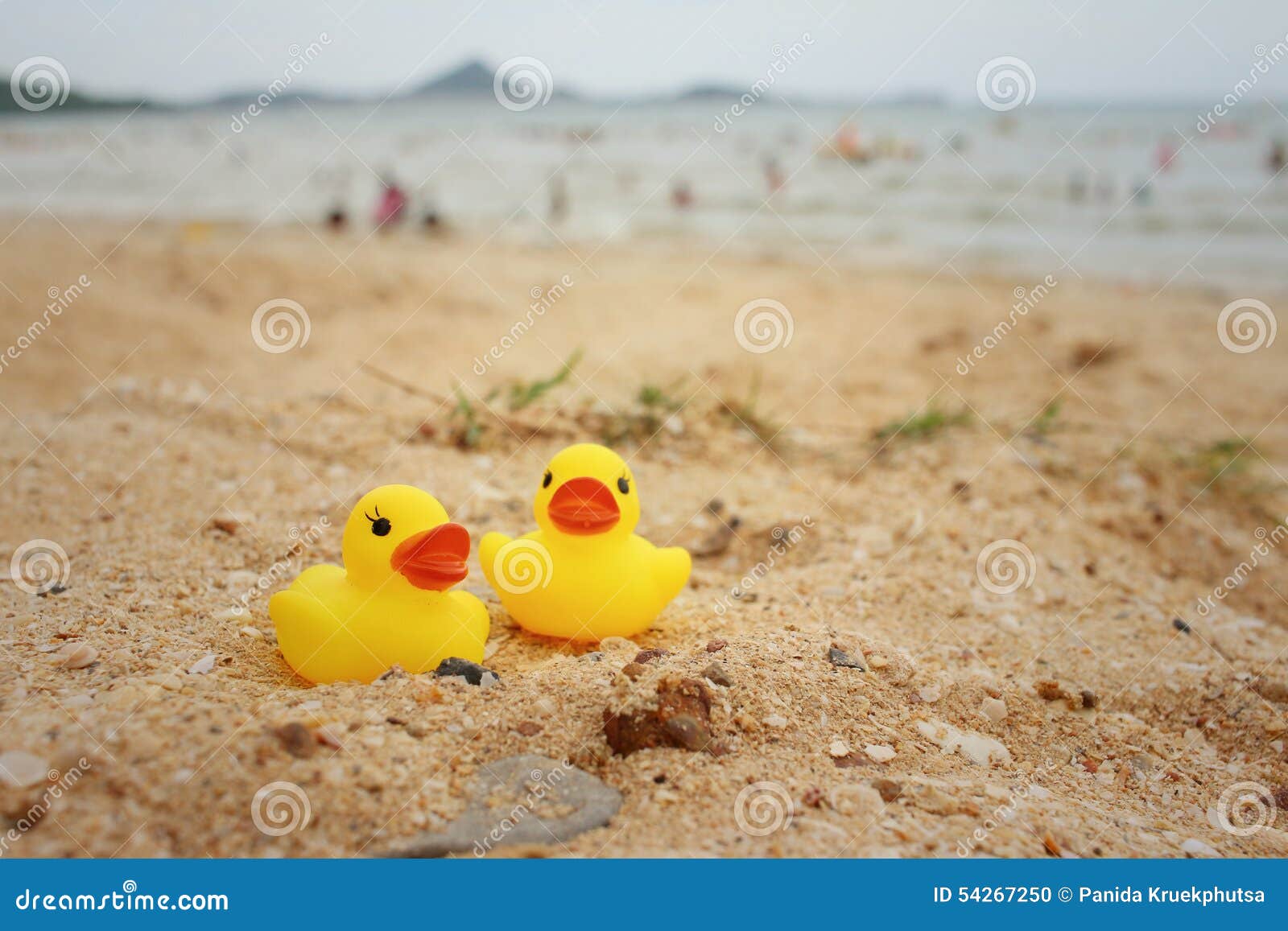 Yellow Rubber Duck on Background of Sand. Stock Photo - Image of ducky ...