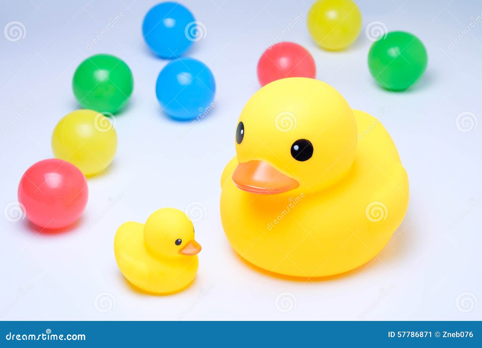 Yellow Rubber Duck with Colorful Ball Stock Image - Image of rubber ...