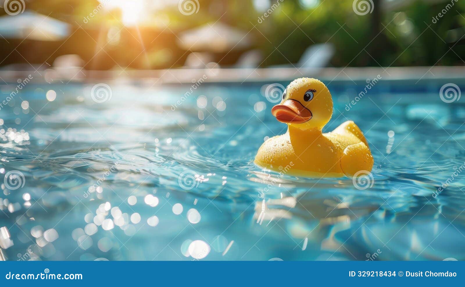 A Yellow Rubber Duck is Floating in a Pool of Water Stock Photo - Image ...