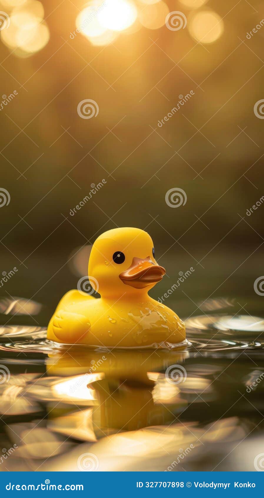 Yellow Rubber Duck Floating on Water at Sunset, Tranquil and Nostalgic ...