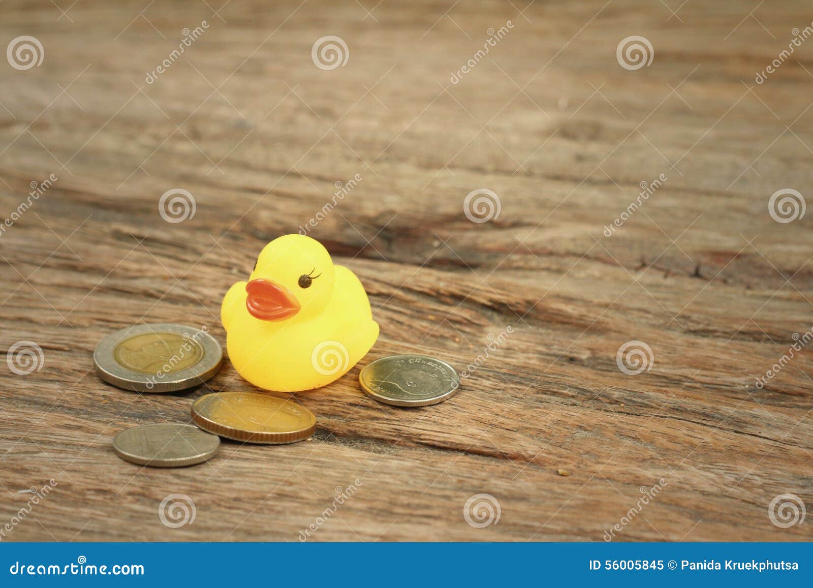 Yellow Rubber Duck with Money of Thai Bath. Stock Image - Image of ...