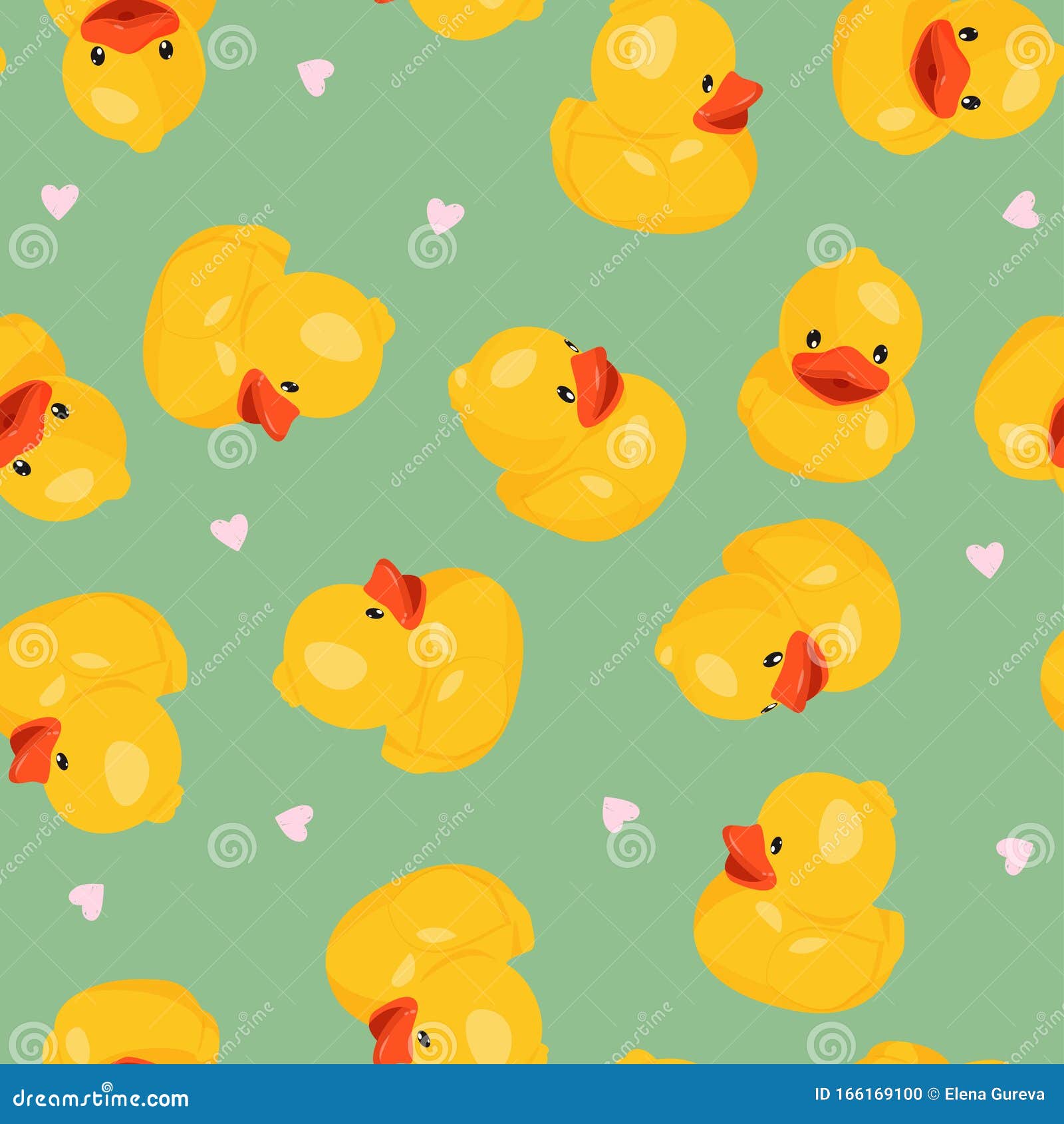 Yellow Rubber Duck Seamless Pattern. Fun Kids Background. Stock Vector - Illustration of pattern ...