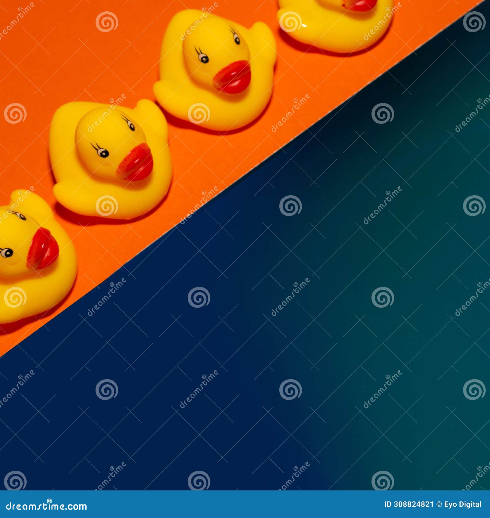 Yellow Rubber Ducks on Blue Water. Creative Summer Concept Stock Image ...