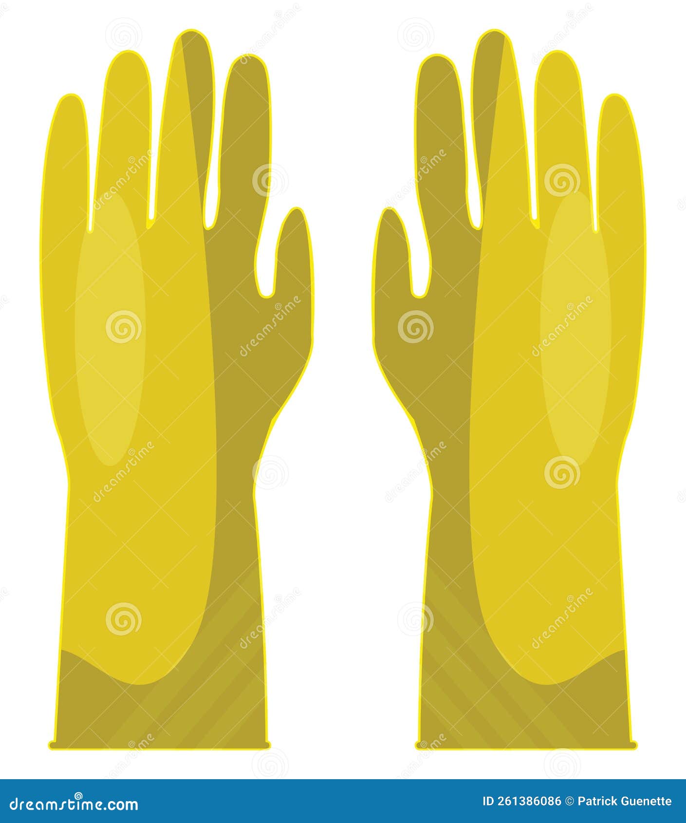 Yellow rubber gloves, icon stock vector. Illustration of work - 261386086