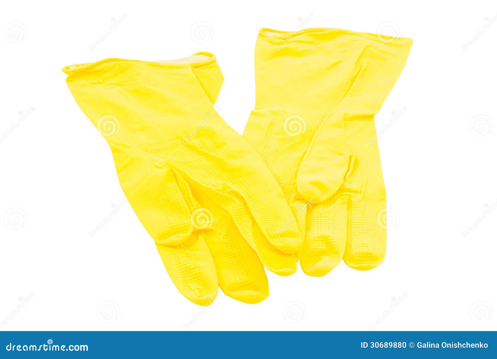 Yellow Rubber Gloves on a White Background Stock Photo - Image of pair ...