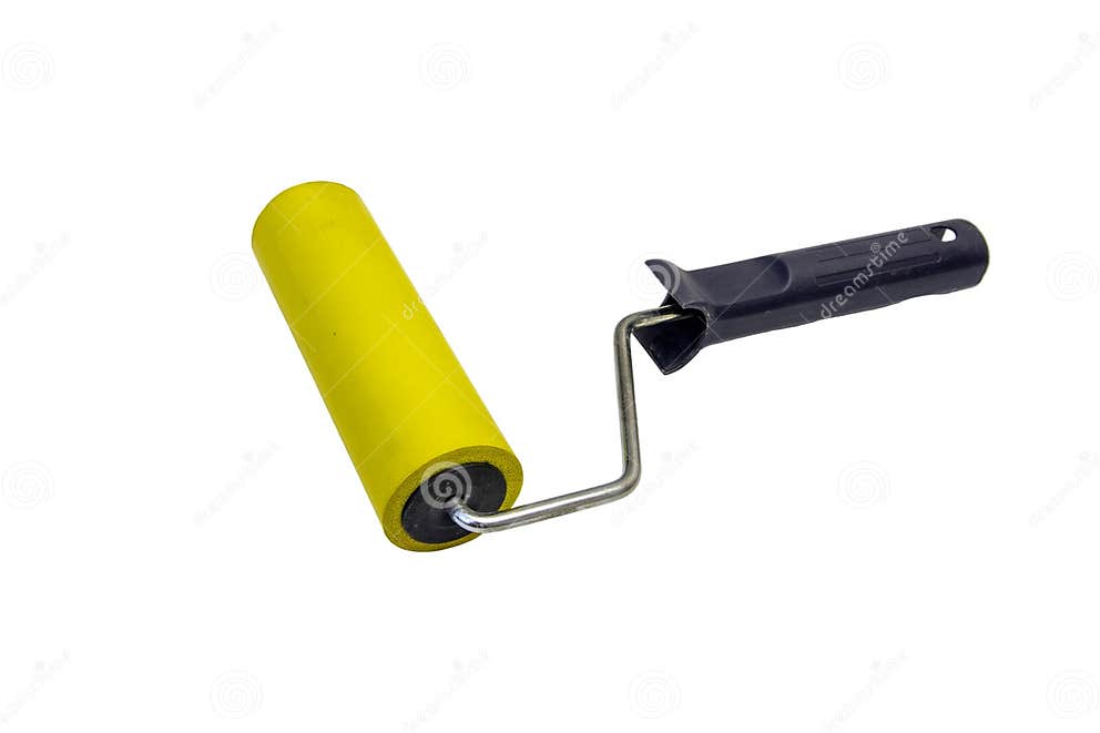 Yellow Rubber Paint Roller on a White Background Stock Image - Image of ...