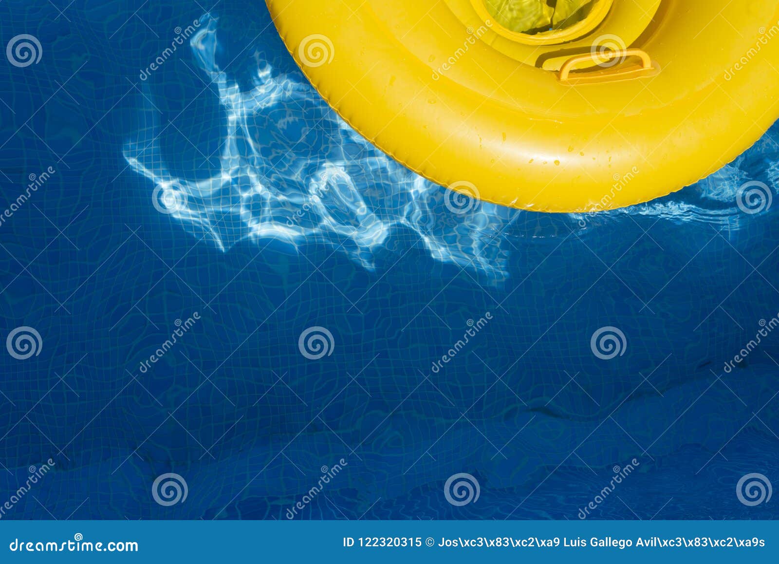 Yellow Rubber Ring Floating in a Pool. Stock Image - Image of clear ...
