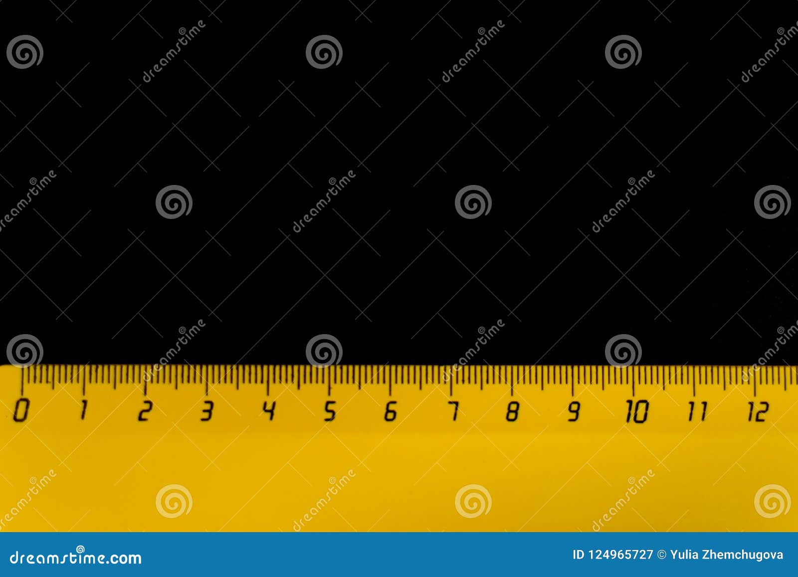 Yellow Ruler on a Black Background 12 Centimeters Stock Image - Image ...