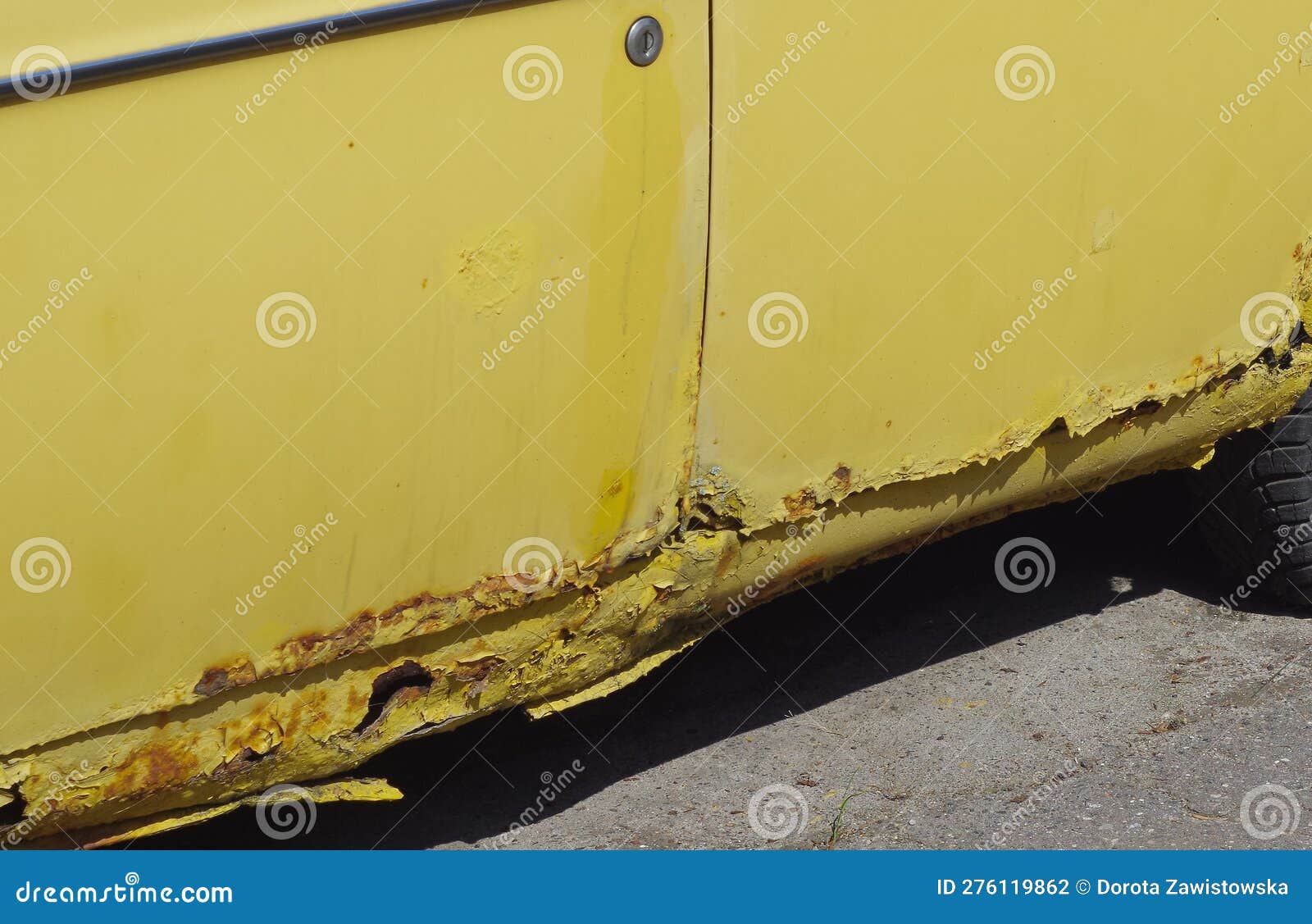 Yellow rusty car stock photo. Image of corroded, transport - 276119862