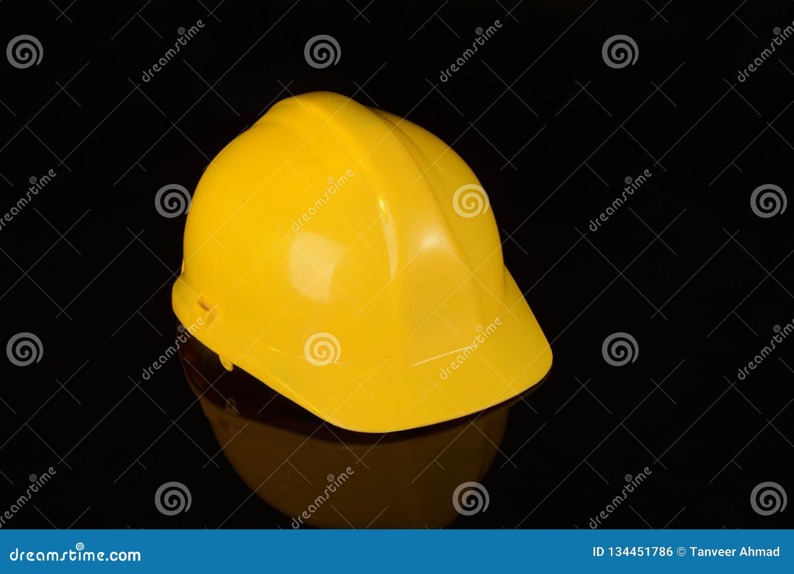 Yellow Safety Cap Material Work Protect Engineering on Black Background ...