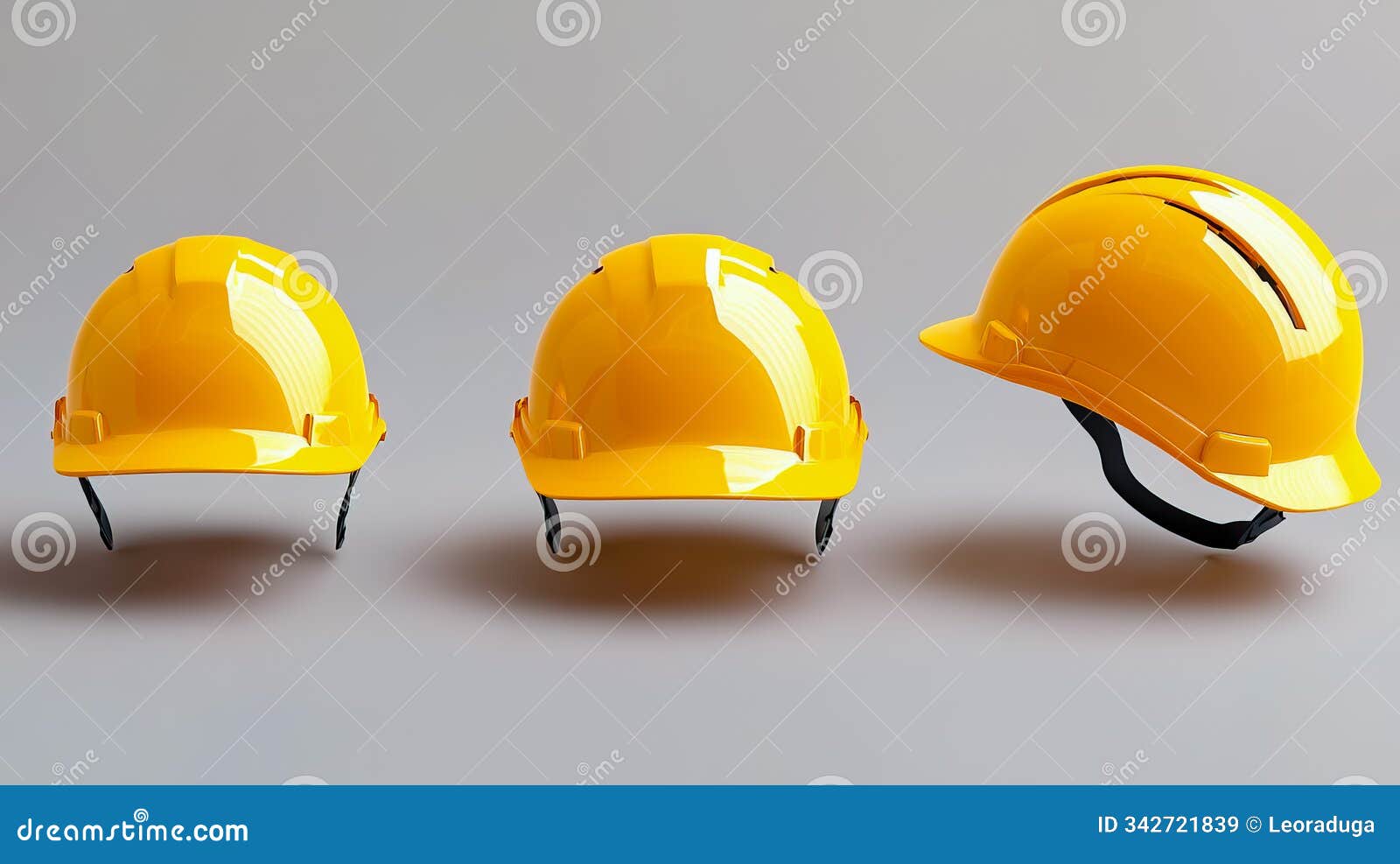 A Yellow Safety Helmet Shown in Four Different Projections: Front View ...