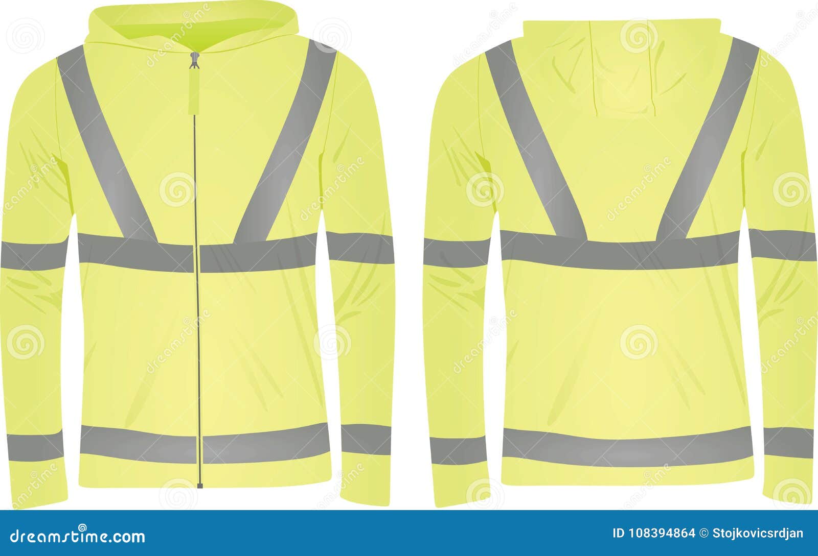 Yellow Safety jacket stock vector. Illustration of grey - 108394864