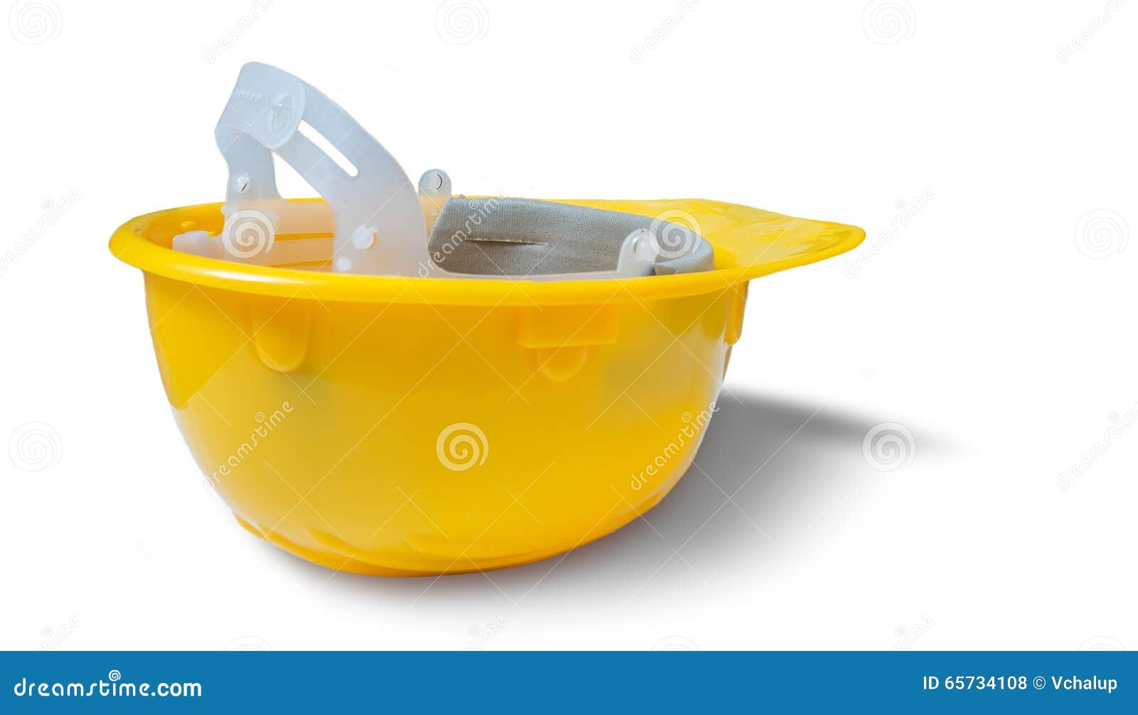 Yellow Safety Plastic Helmet on White Background. Stock Photo - Image ...