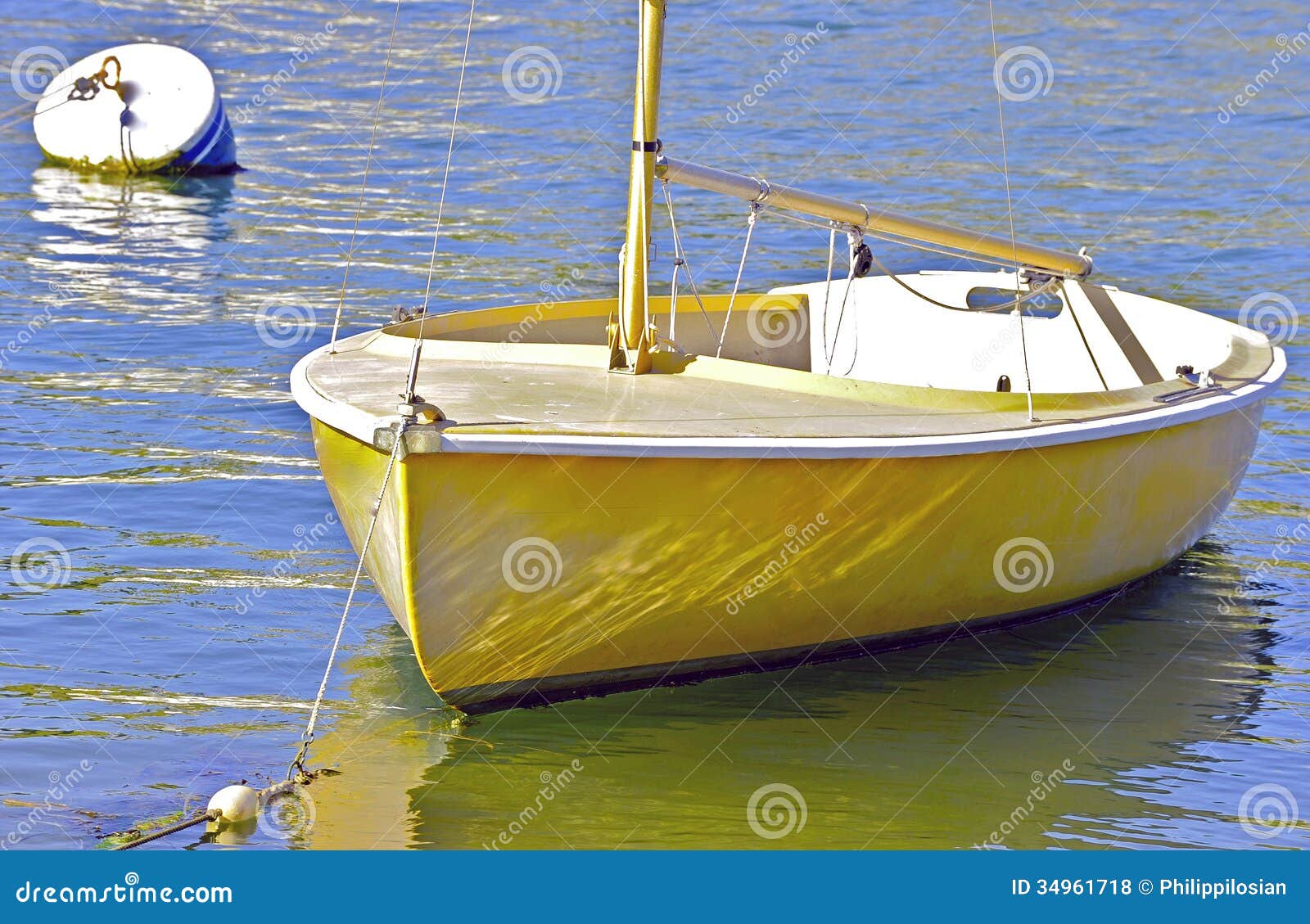 Yellow Sailboat stock photo. Image of channel, boating - 34961718