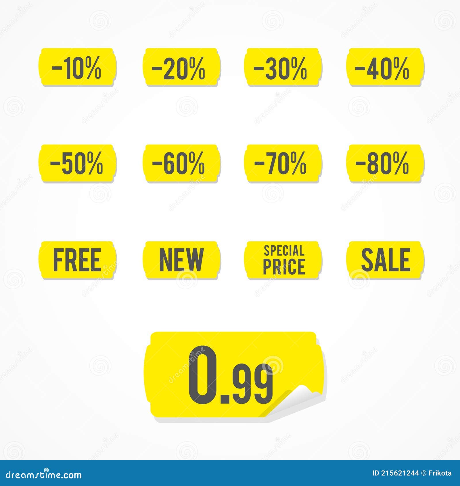 Yellow Sale Sticker Set. Bent Corner. Vector Illustration, Flat Design ...