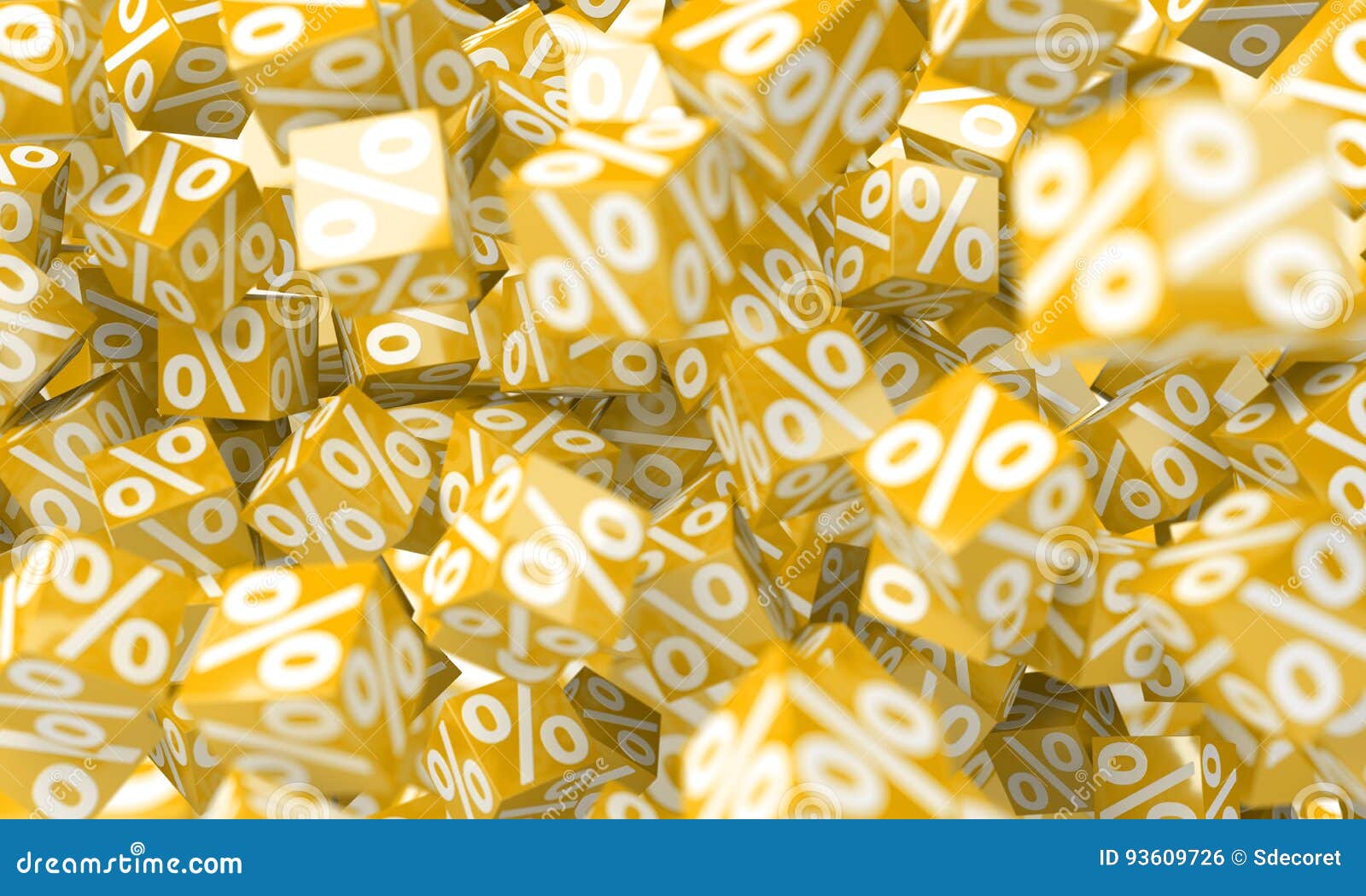 Yellow Sales Icons Floating in the Air 3D Rendering Stock Illustration ...