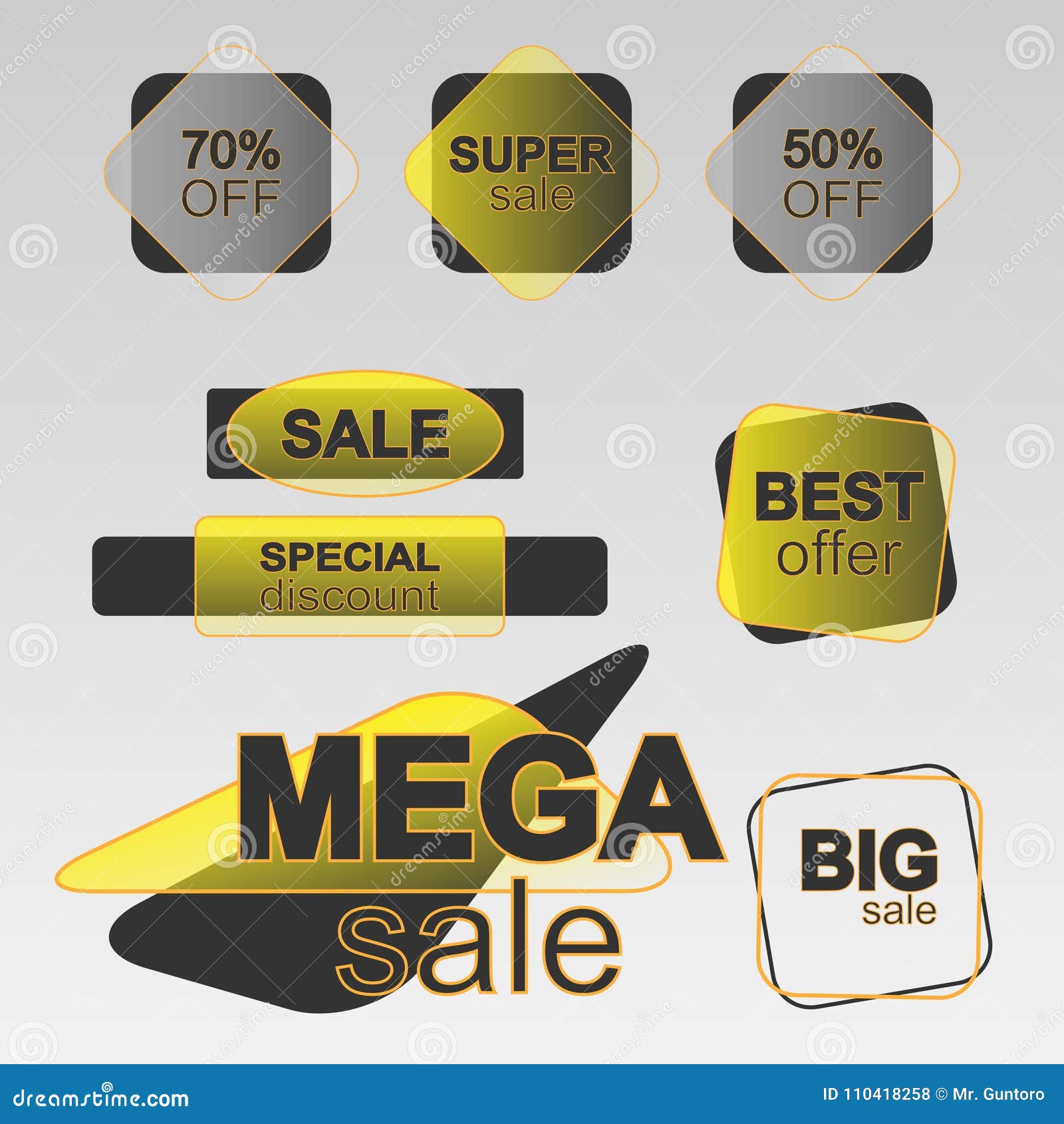 Yellow Sales Sticker Collection Stock Illustration - Illustration of ...