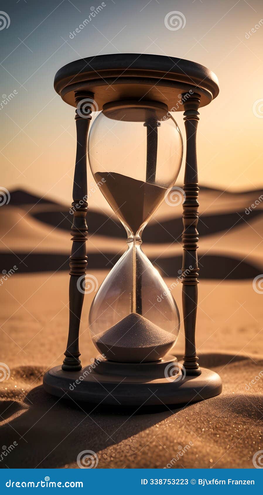 Big Hourglass Wooden Yellow Sand Clock Timer Stock Illustration ...