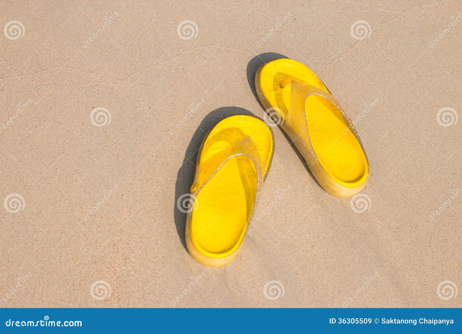 Yellow sandals stock image. Image of recreation, sand - 36305509