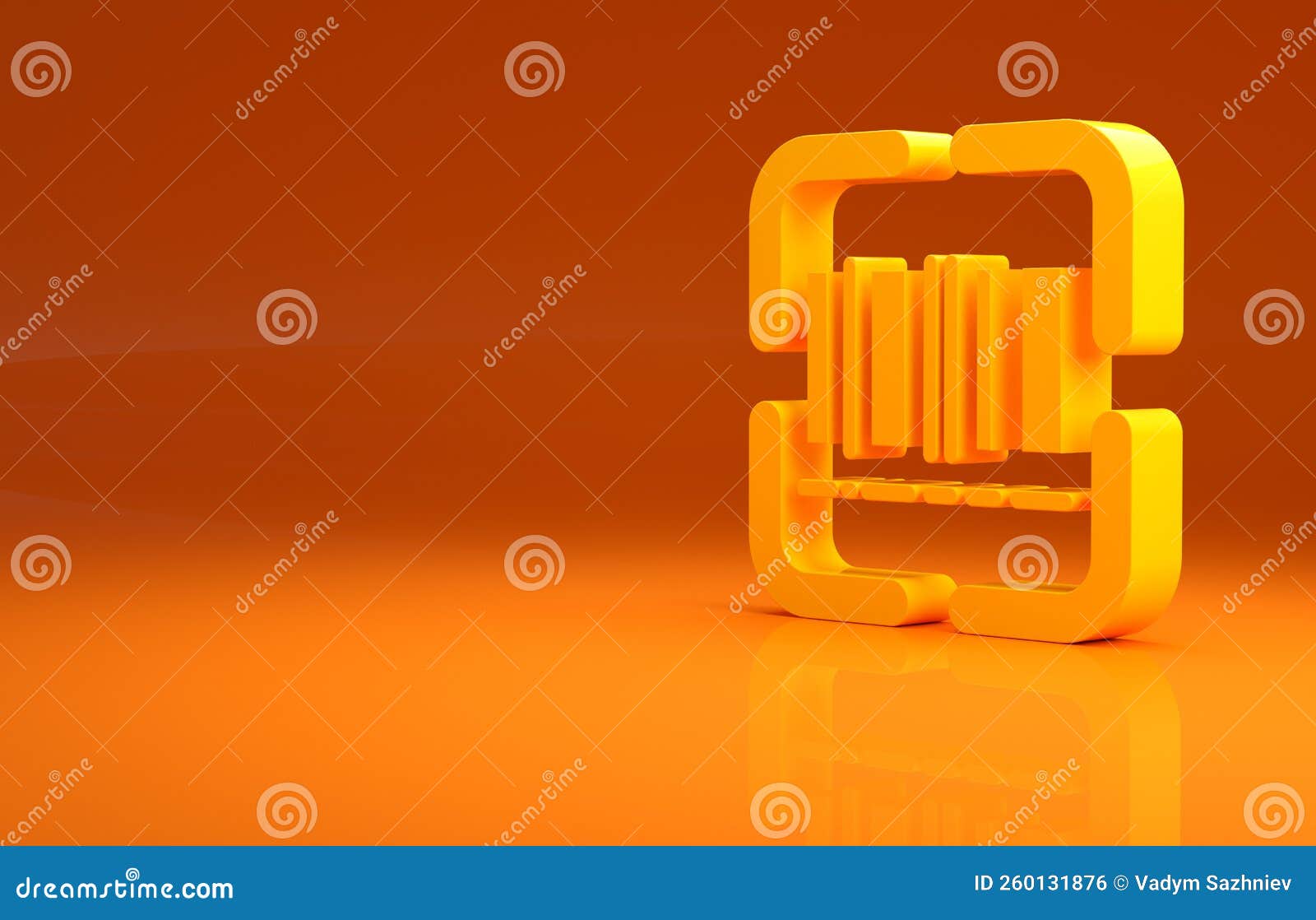 Yellow Scanner Scanning Bar Code Icon Isolated on Orange Background ...