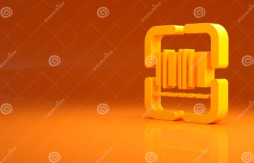 Yellow Scanner Scanning Bar Code Icon Isolated on Orange Background ...