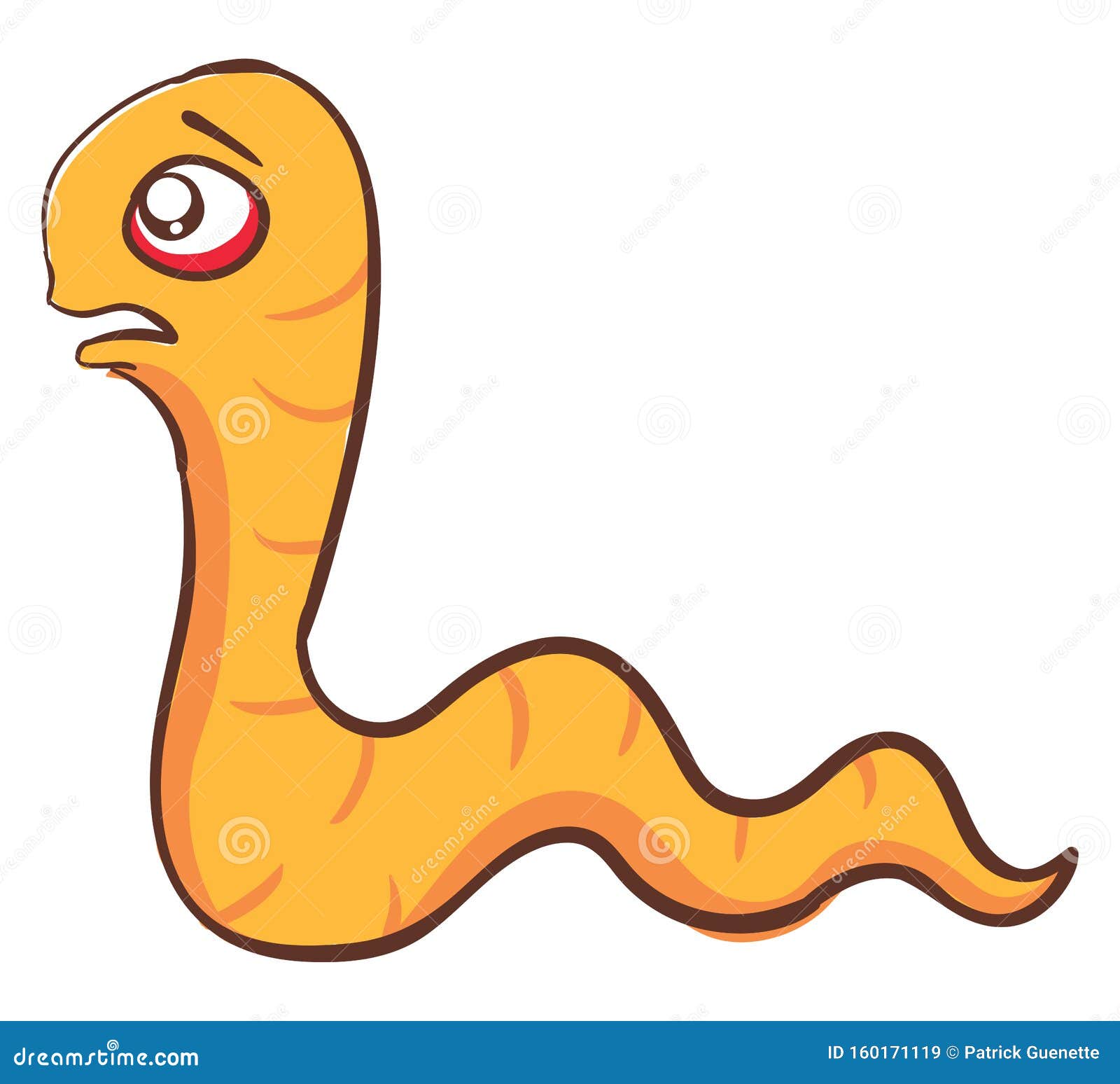 Yellow Scared Worm, Illustration, Vector Stock Vector - Illustration of ...