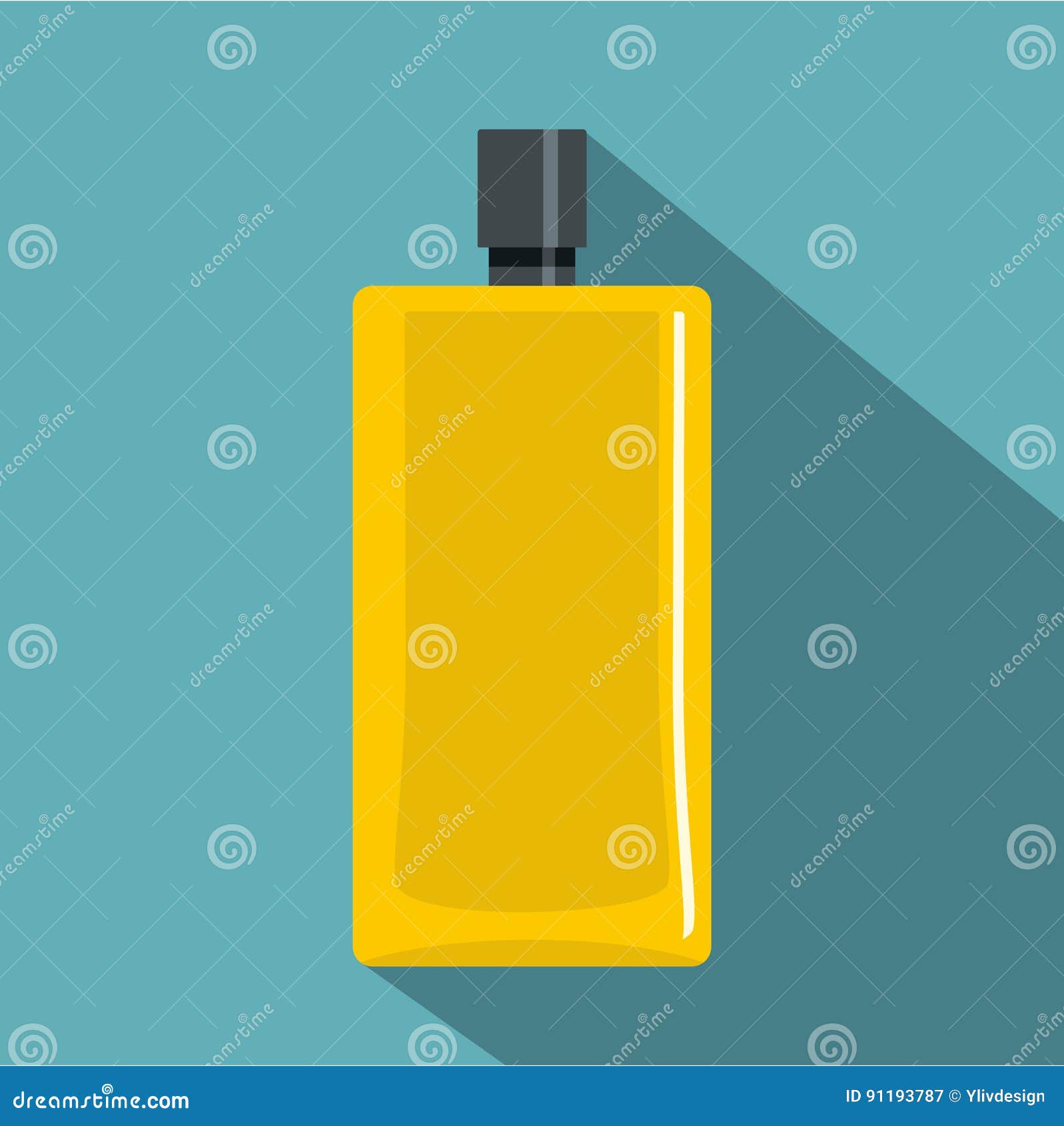 Yellow Scent Bottle Icon, Flat Style Stock Vector - Illustration of ...