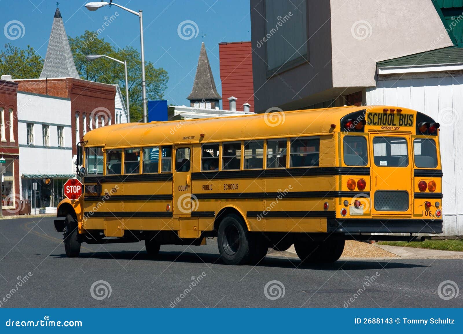 Yellow school bus stock image. Image of small, people - 2688143