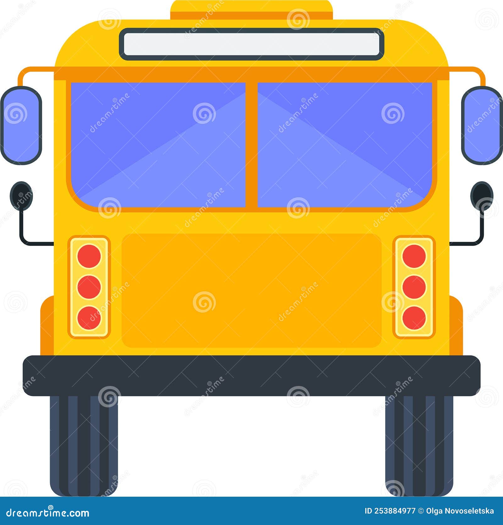 Yellow School Bus Back View. Transporting Schoolchildren Stock ...