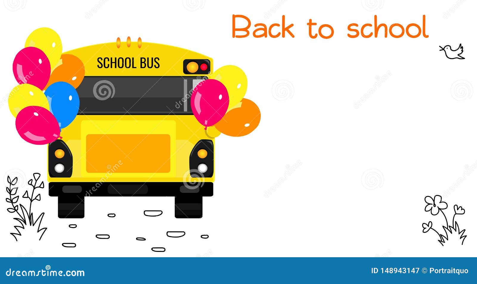 School Bus with Balloons, Doodles and Copy Space. Stock Vector ...