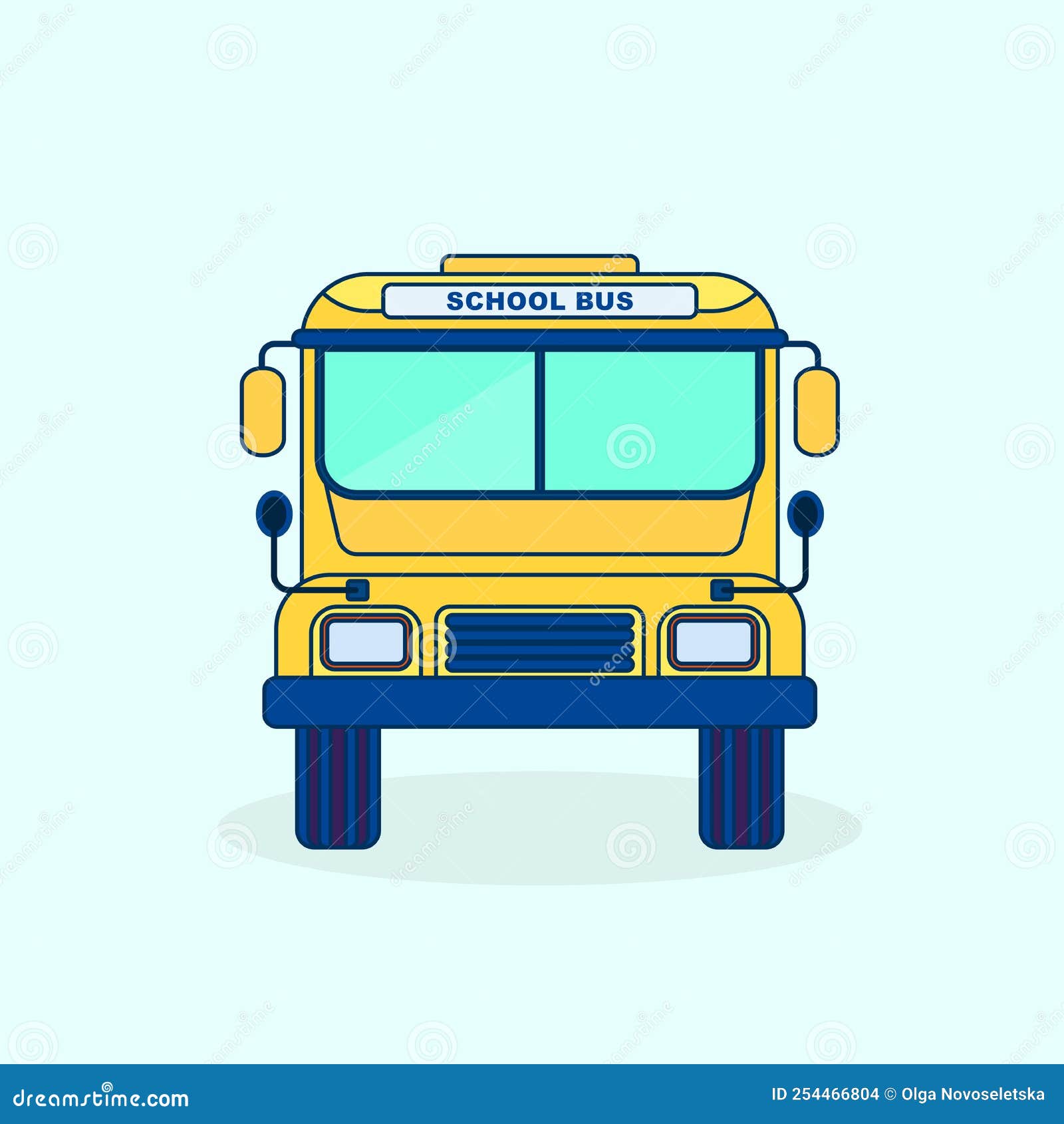Yellow School Bus Front View. Transporting Schoolchildren Stock ...