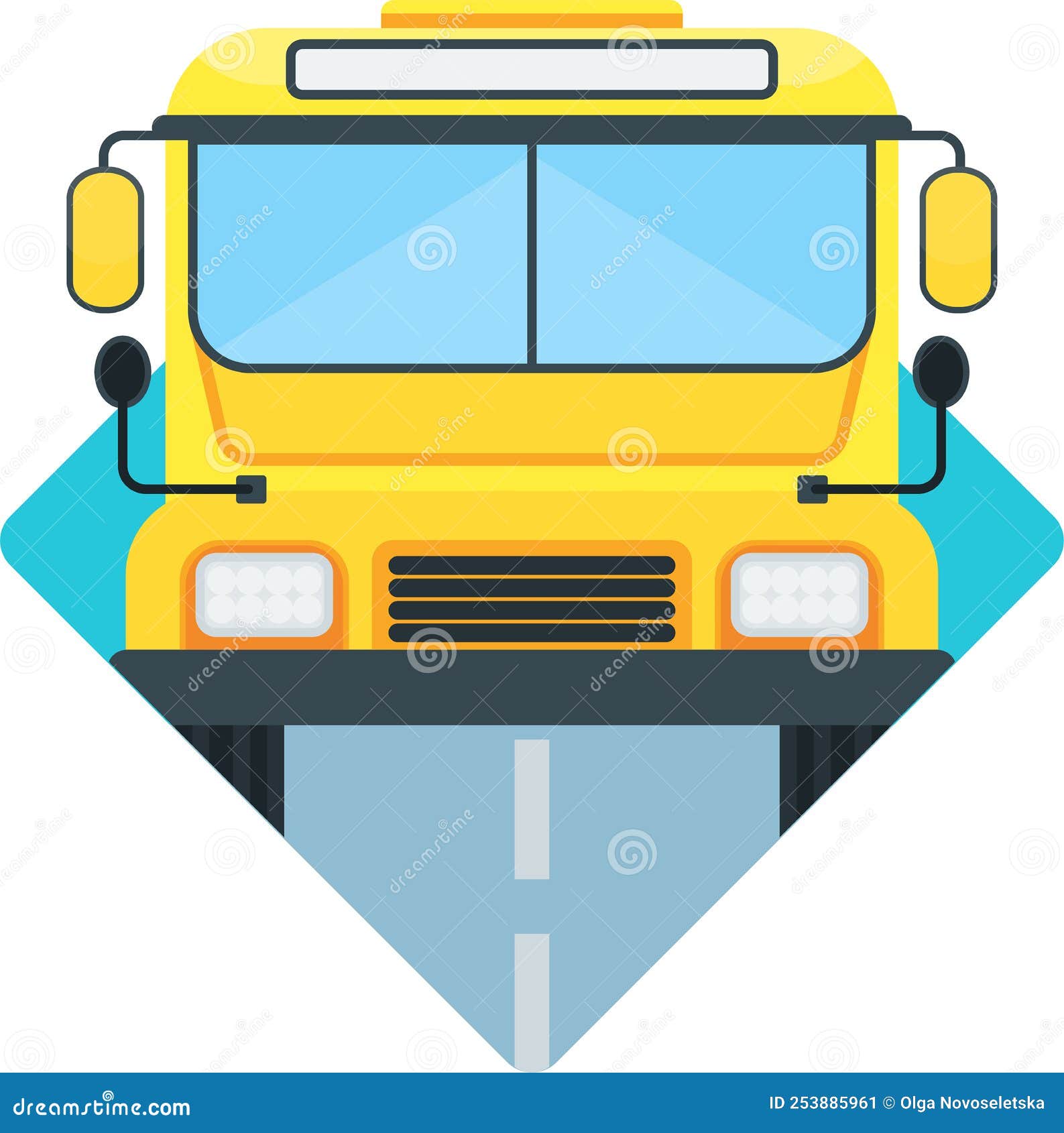 Yellow School Bus Front View. Transporting Schoolchildren. Stock ...