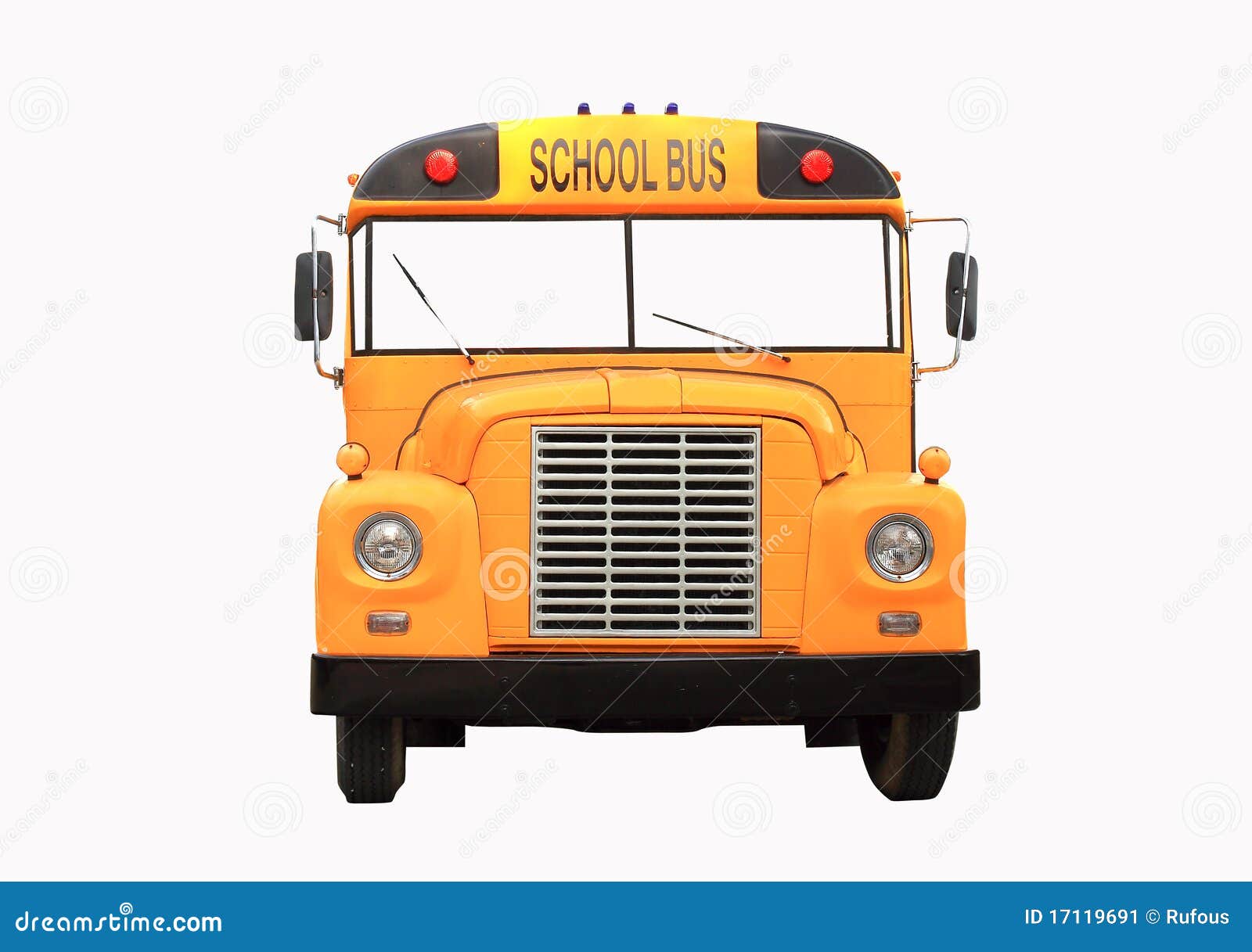 Yellow School Bus Isolated on White - Front View Stock Image - Image of ...