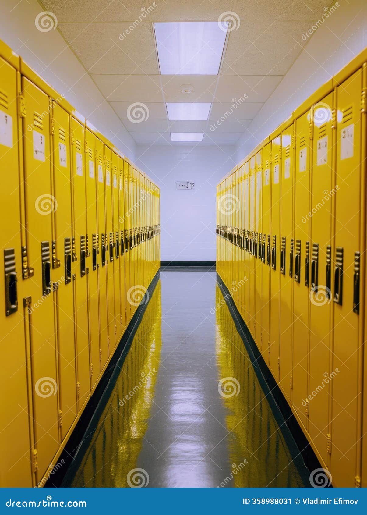 Yellow School Lockers stock image. Image of locker, generated - 358988031