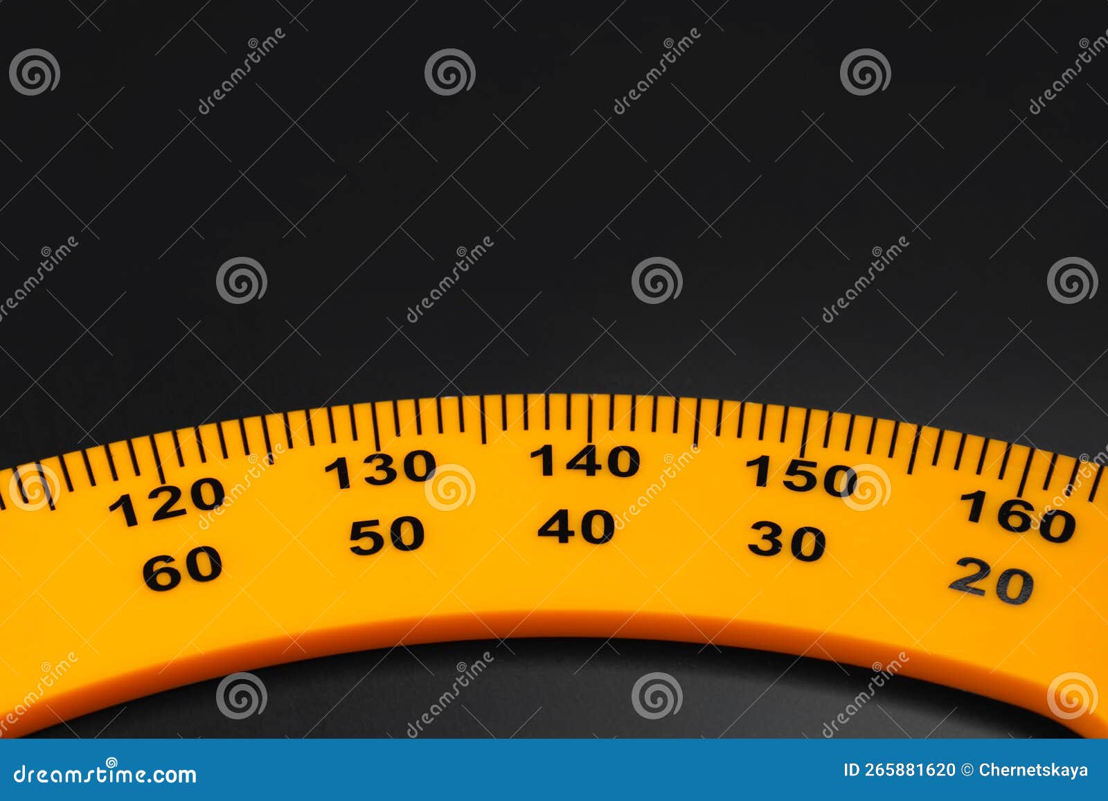 Yellow School Protractor on Blackboard, Closeup View Stock Photo ...